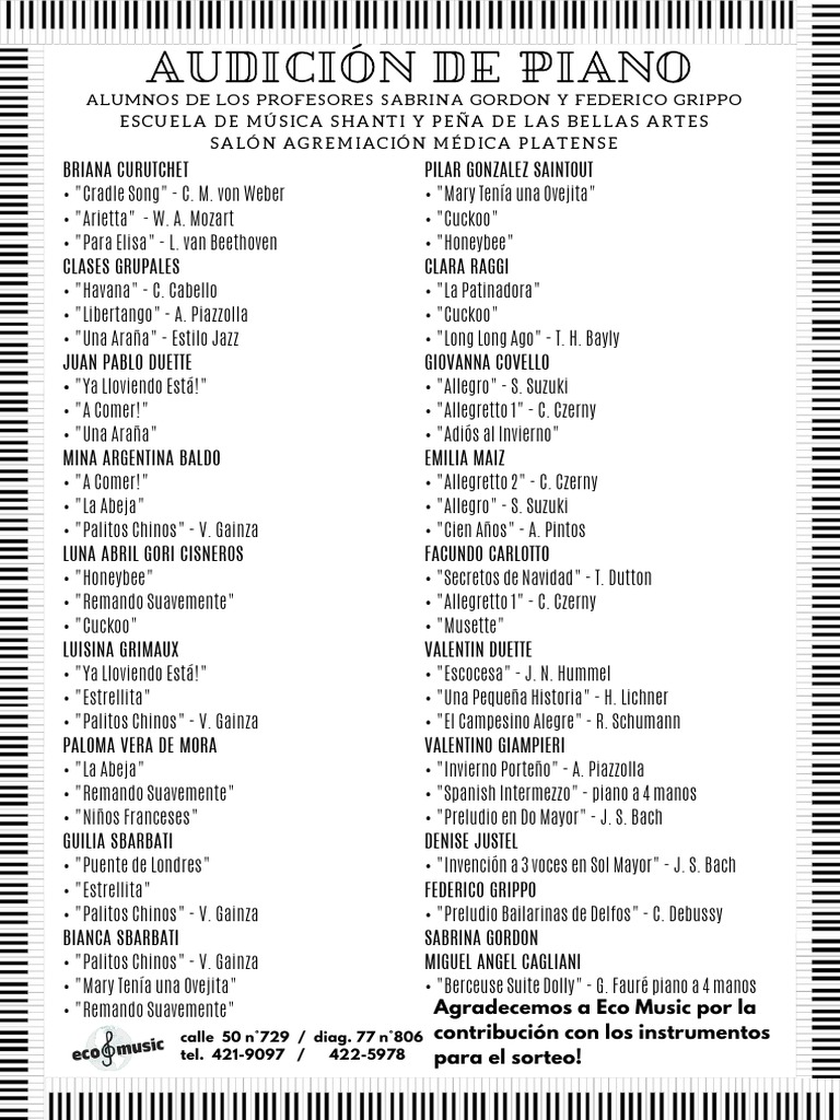 Audición de Piano | PDF | Músicos clásicos | Compositores clásicos