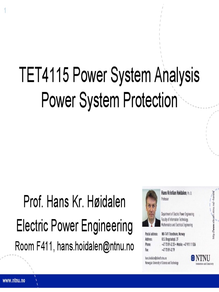Power System Protection in TET4115 | PDF | Relay | Electric Power ...