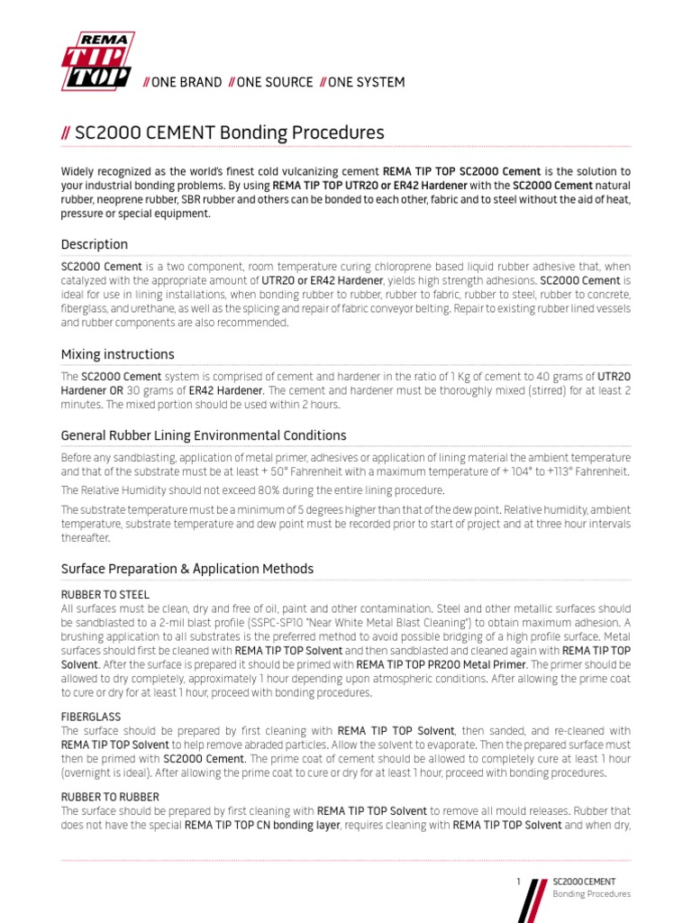 SC2000 CEMENT Bonding Procedures: Description | PDF | Natural Rubber ...