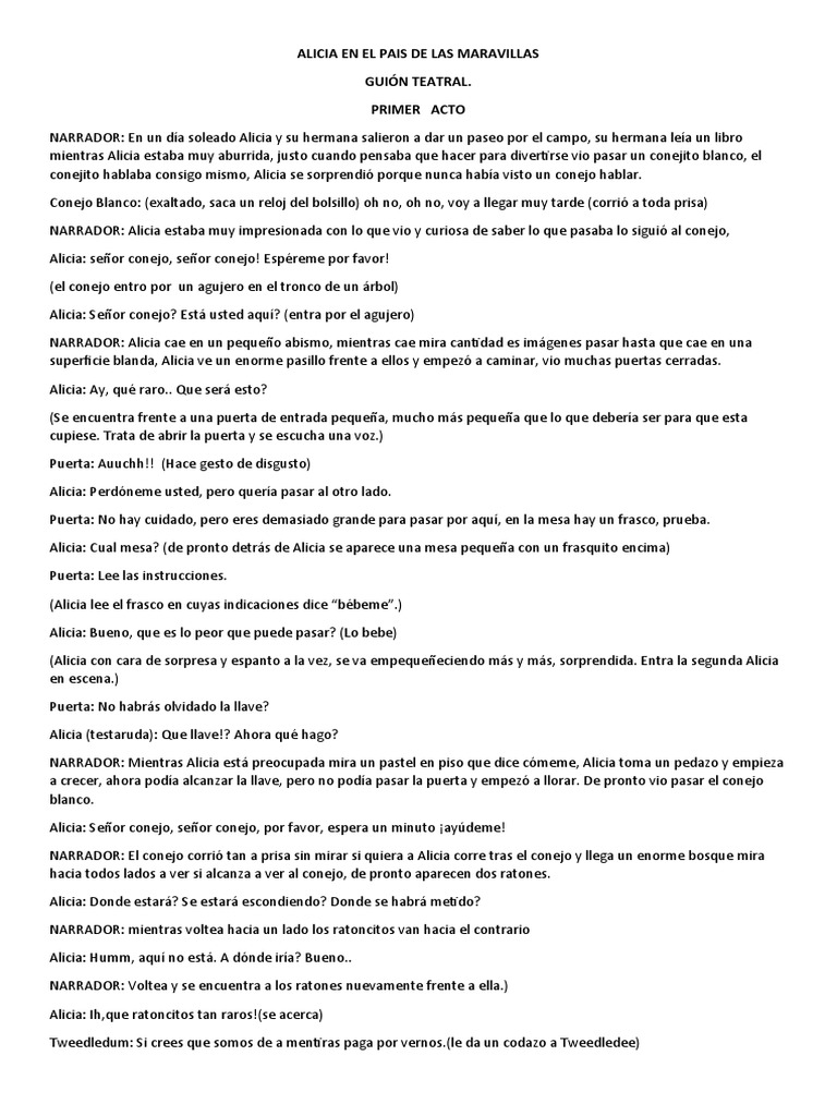 Alicia en El Pais de Las Maravillas | PDF | Las aventuras de Alicia en ...