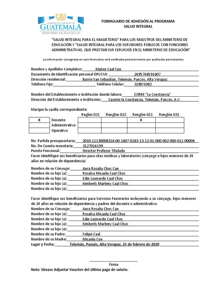 Formulario de Adhesion Al Programa | PDF | Business | Science