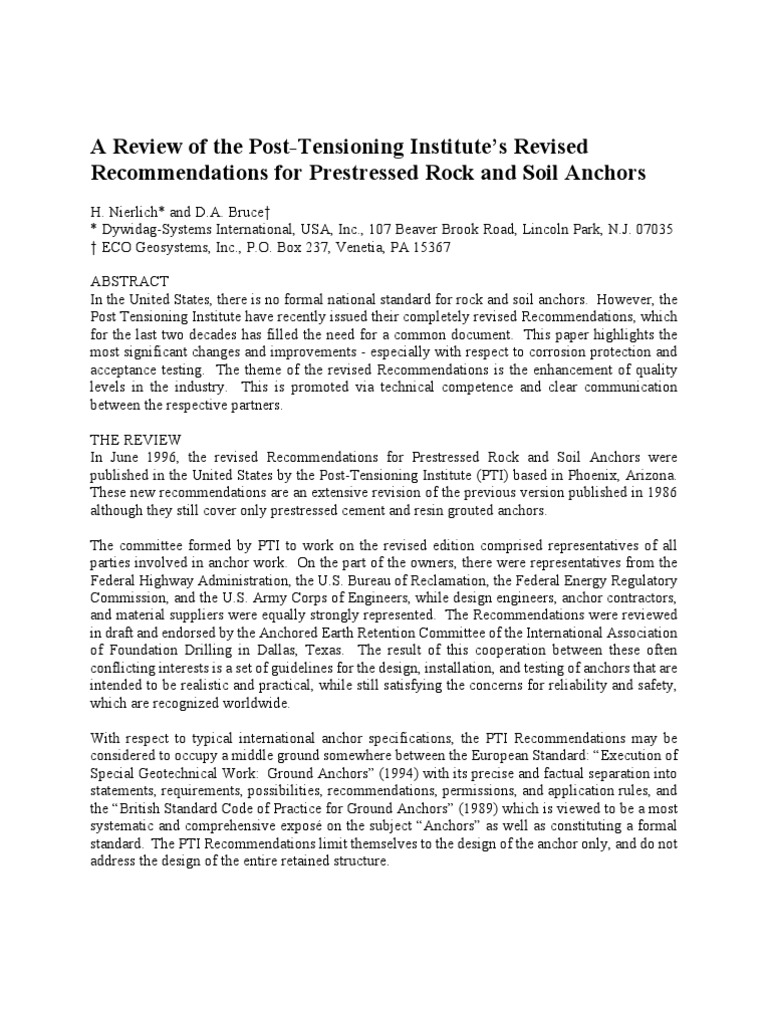 z125 Review of PTI Revised Recommendations For Pre Stressed | PDF