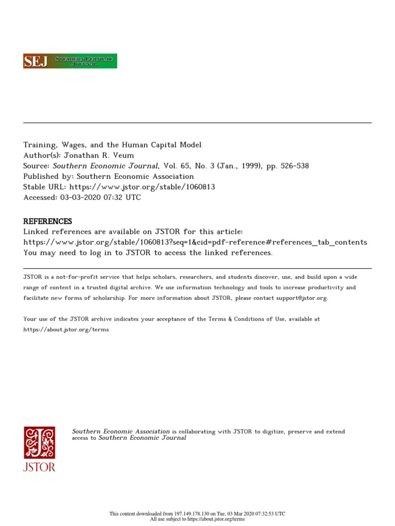 Southern Economic Association Southern Economic Journal | PDF | Human ...