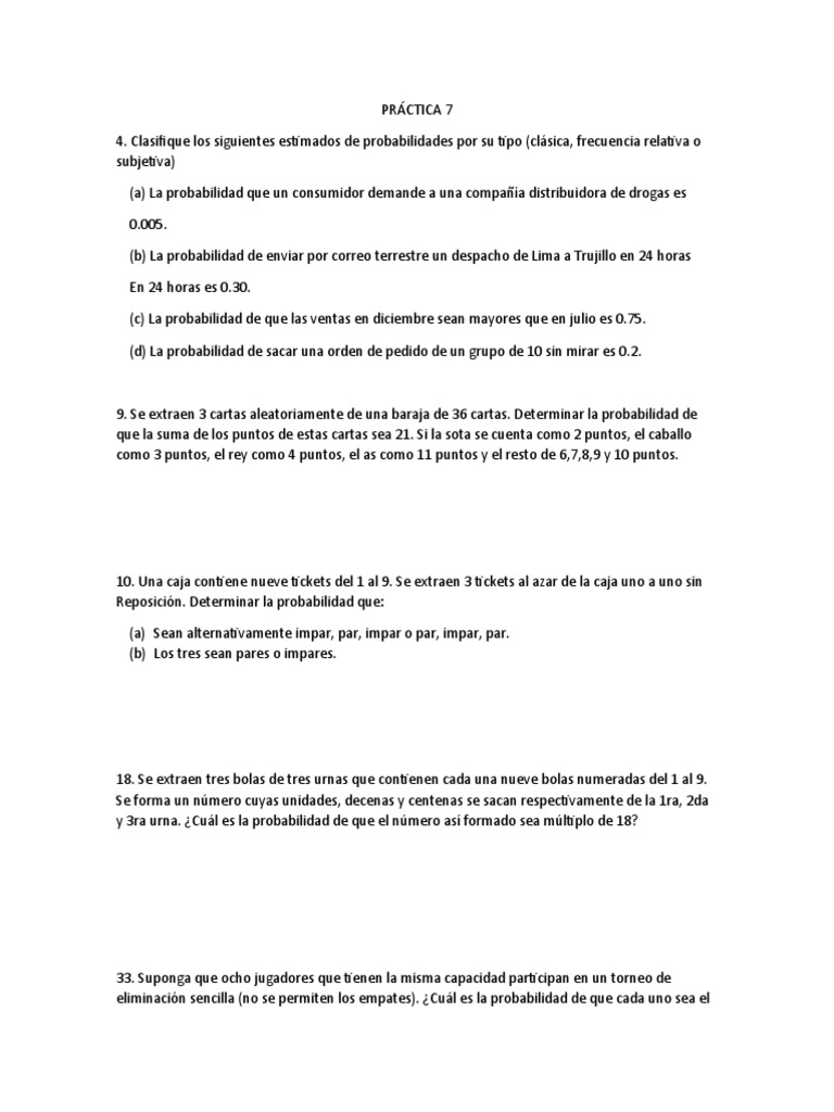 Probabilidades en Juegos y Eventos | PDF | Probabilidad | Ocio