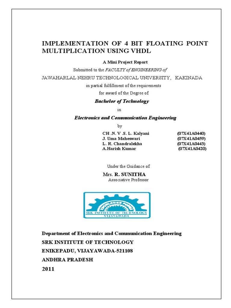 Implementation of 4 Bit Floating Point Multiplication Using VHDL | Download Free PDF | Rounding ...