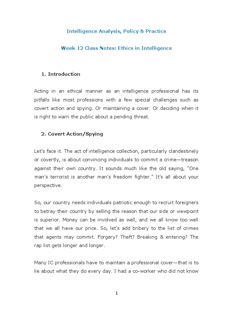 Intelligence Analysis, Policy & Practice | PDF | September 11 Attacks ...