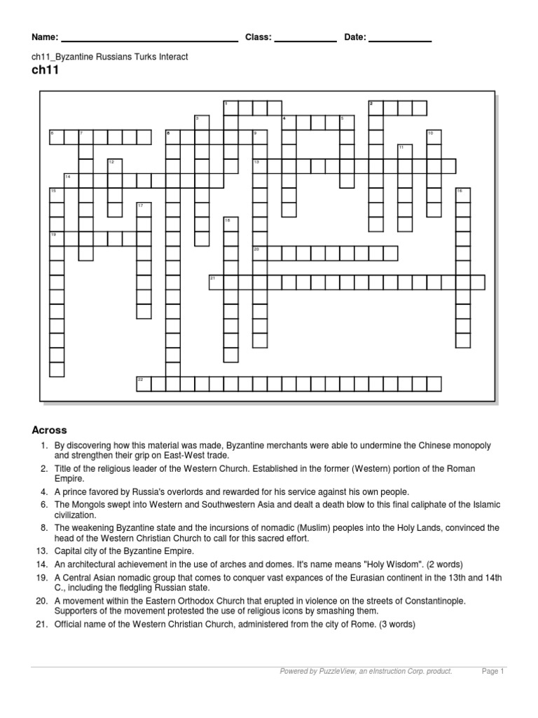 Puzzle_Byzantines, Russians, & Turks Interact | Byzantine Empire ...