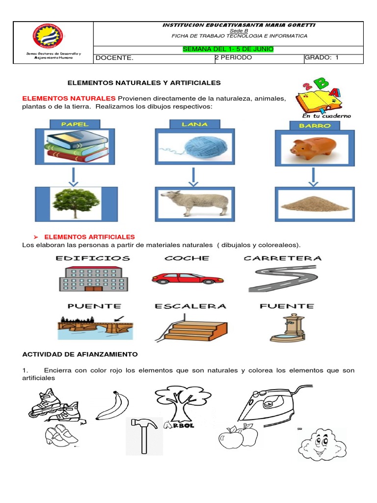 TECNOLOGIA Elementos Artificiales y Naturles SEMANA DEL 1-5 DE JUNIO | PDF