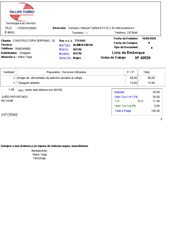 Constructora Serrano Factura | PDF