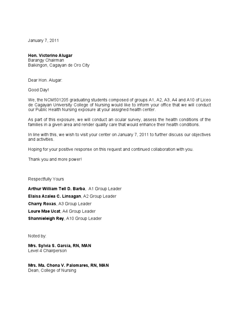 Courtesy Call Letters | PDF | Nursing | Health Sciences