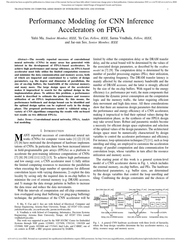 Performance Modeling For CNN Inference Accelerators On FPGA | PDF | Field Programmable Gate ...