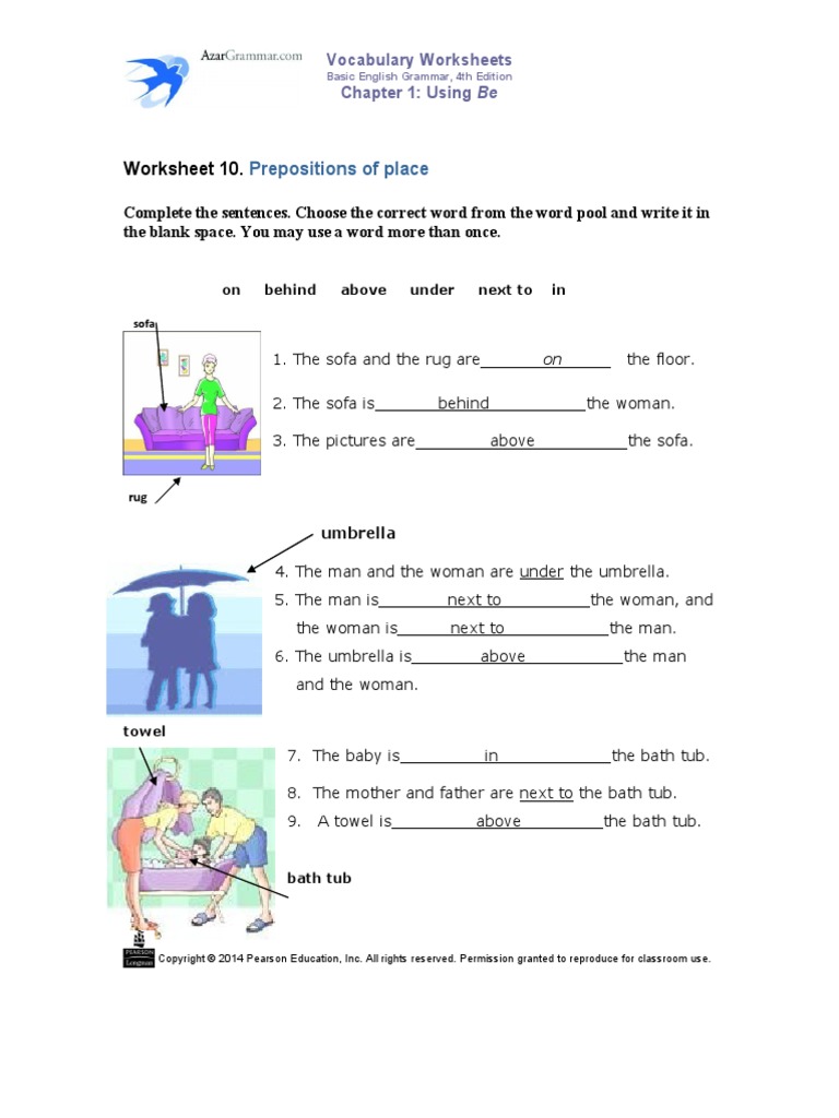 Prepositions of Place Exercise | PDF