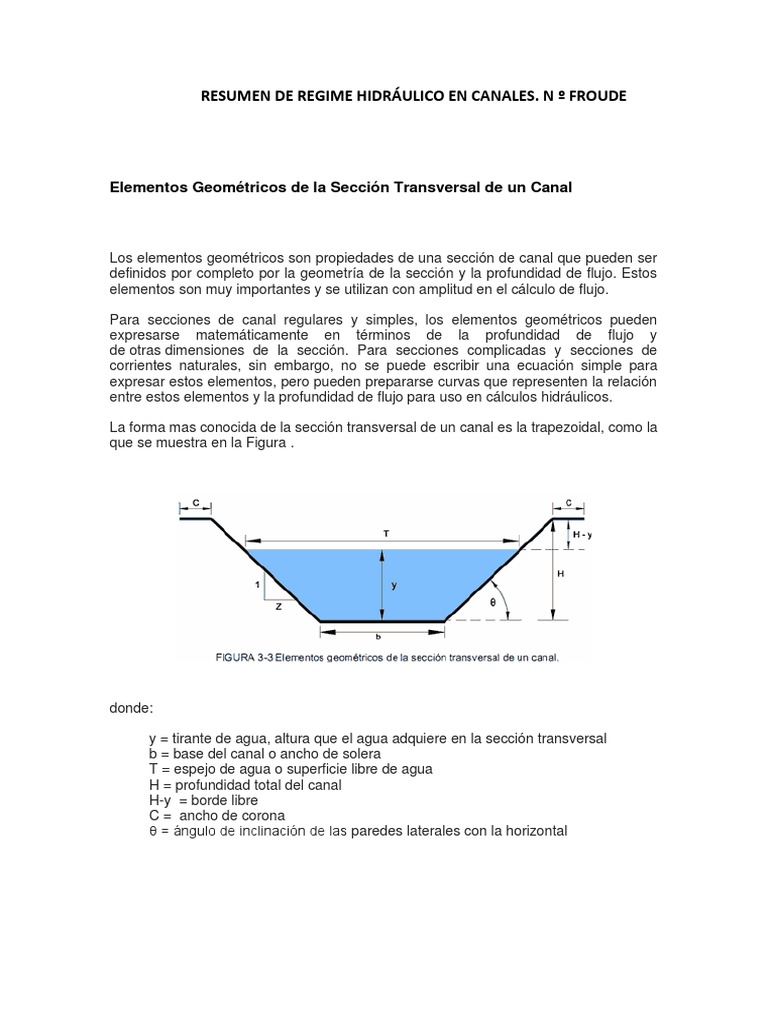 Elementos geométricos y cálculo de la altura normal en canales de ...