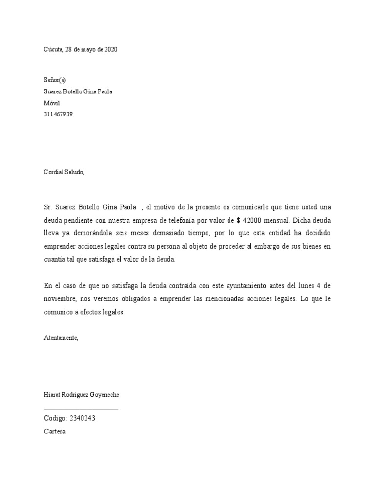 Carta Modelo 2 | PDF | Business