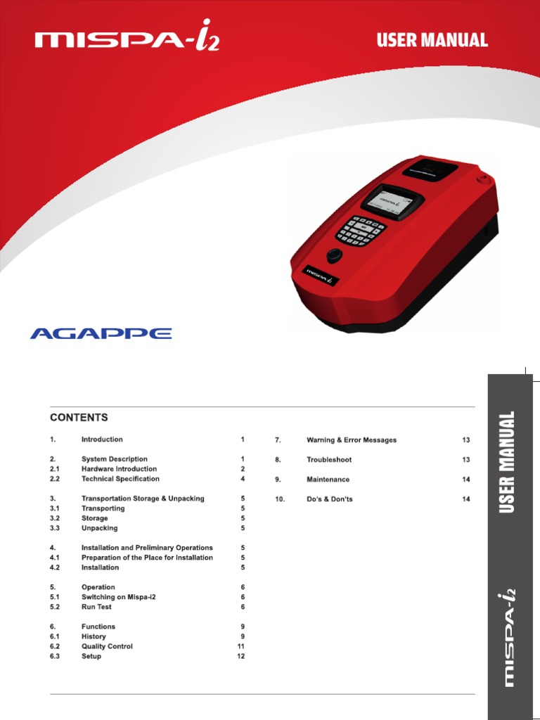 Mispa I2 User Manual 2014 PDF | PDF