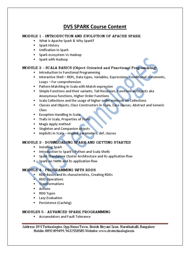 DVS SPARK Course Content: Module 1 - Introduction and Evolution of ...