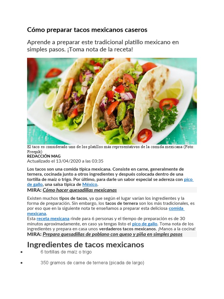 TACOS | PDF | Taco | Cocina mexicana