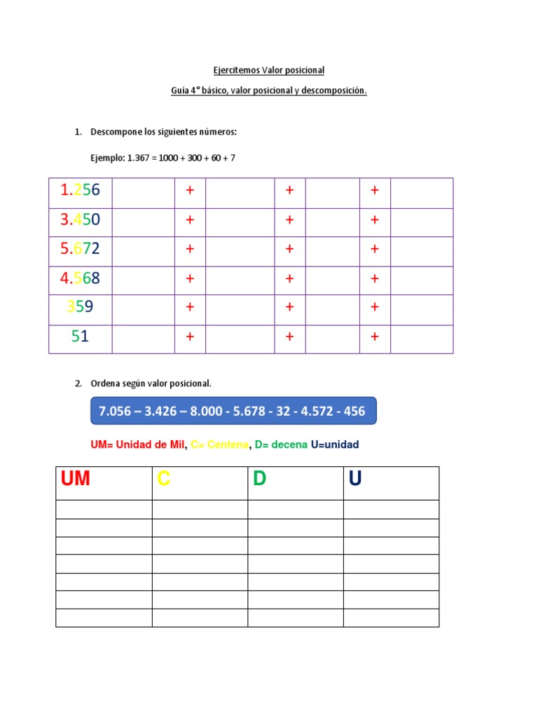 Ejercitemos Valor Posicional | PDF