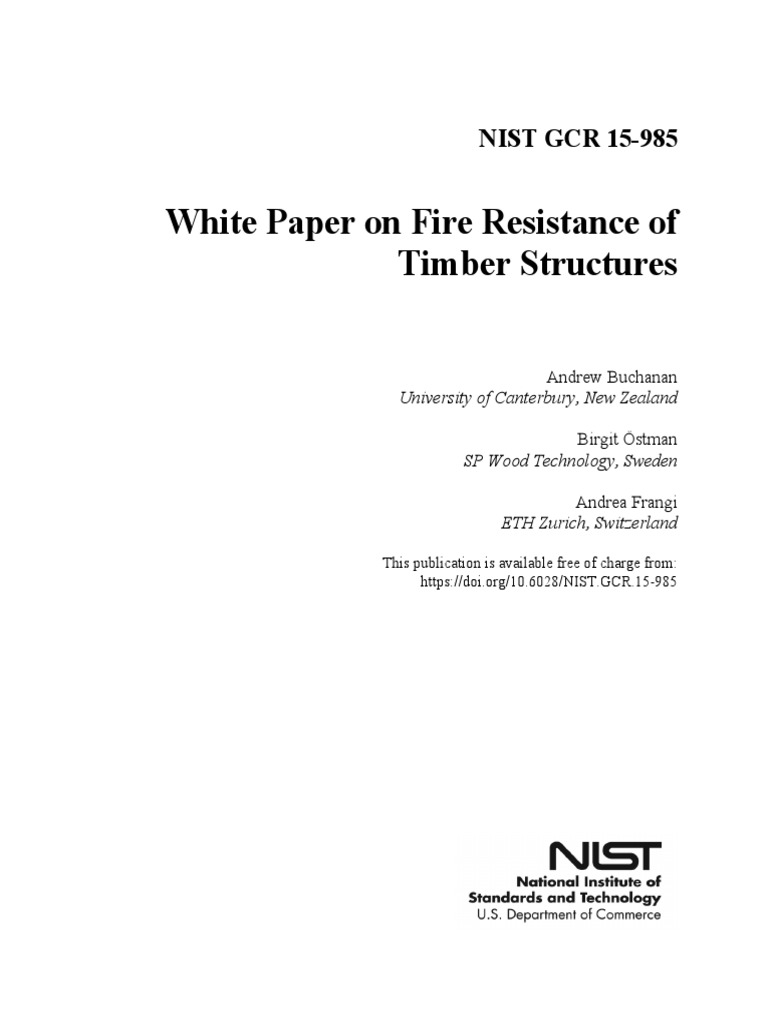 White Paper On Fire Resistance of Timber Structures | PDF | Fires | Lumber