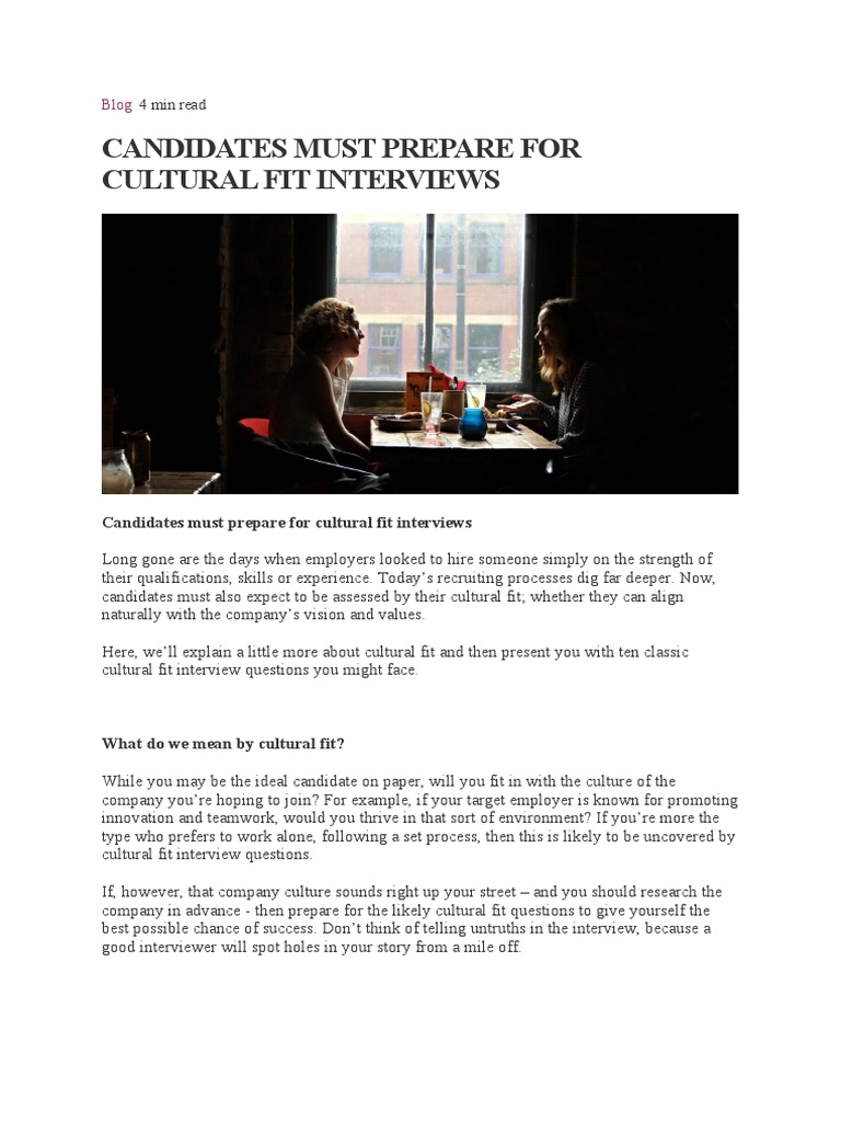 Cultural Fit Questions | PDF | Interview | Organizational Culture