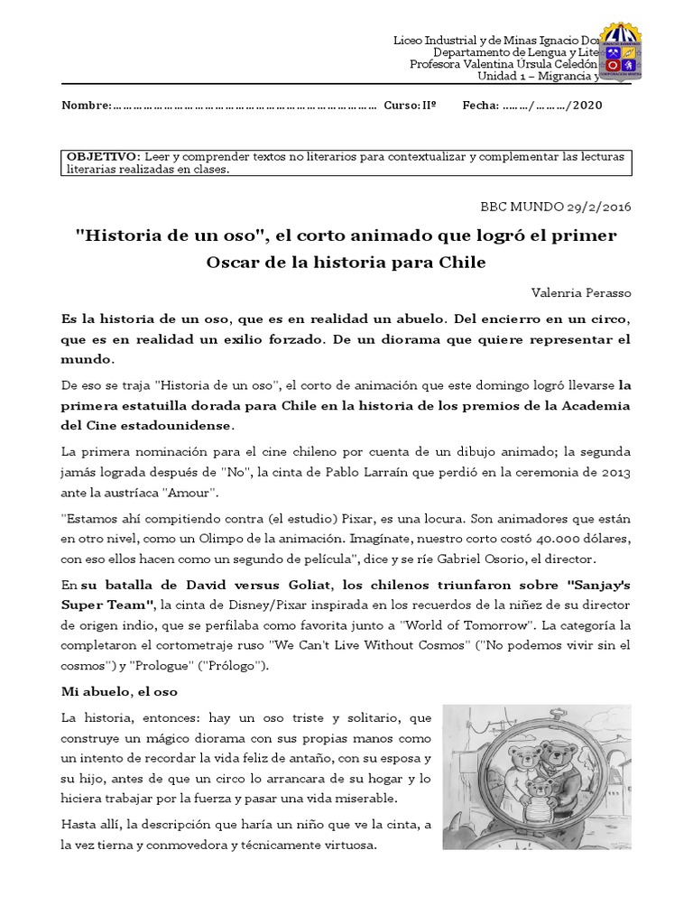 "Historia de Un Oso", El Corto Animado Que Logró El Primer Oscar de La ...