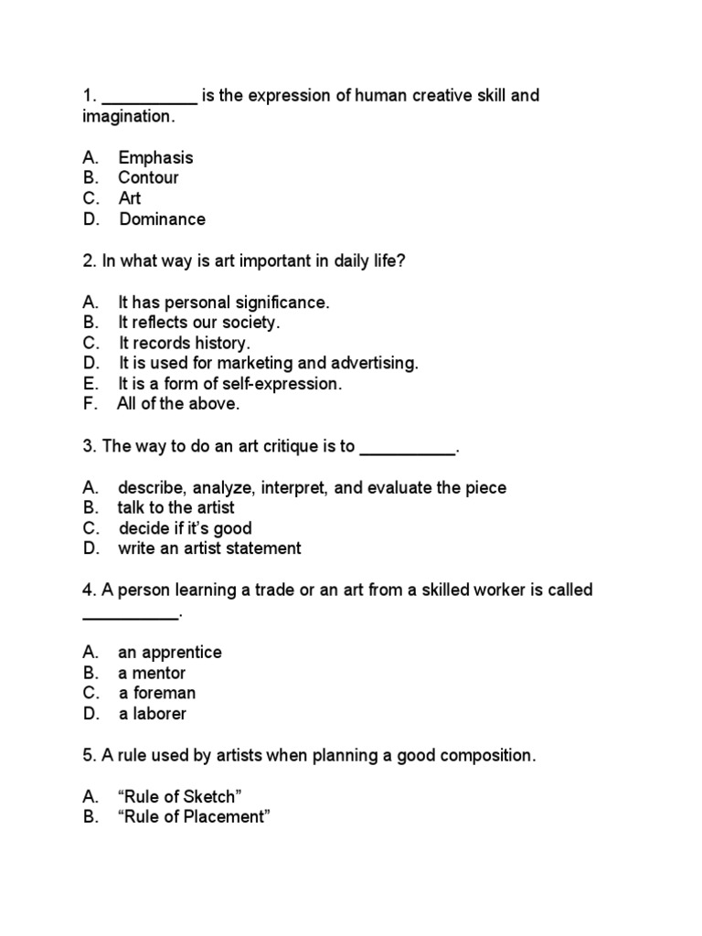 Art App Questions | PDF | Paintings | Abstract Art