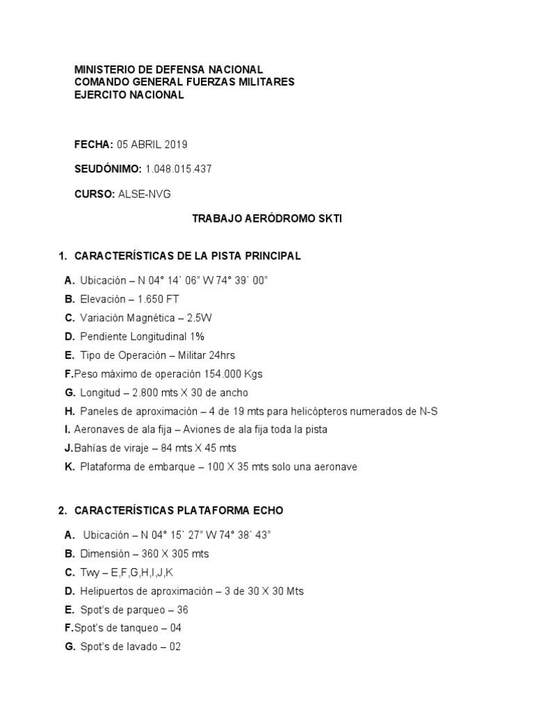 Trabajo Aerodromo SKTI | PDF