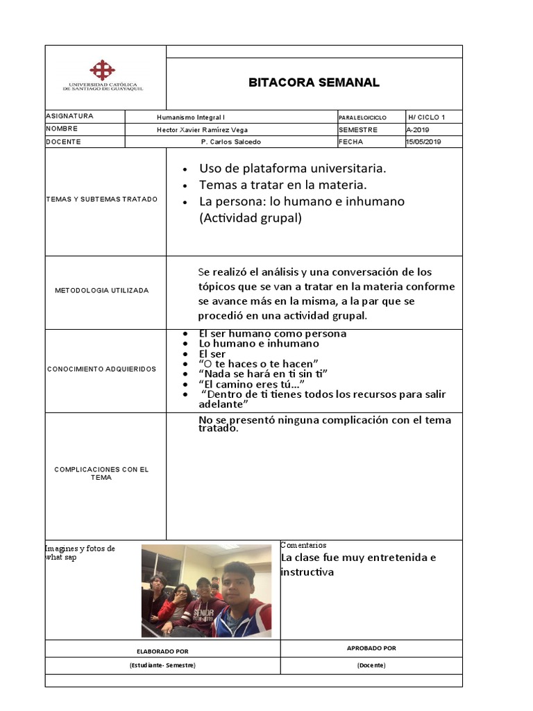 BITACORA Semanal. HI 2 | PDF