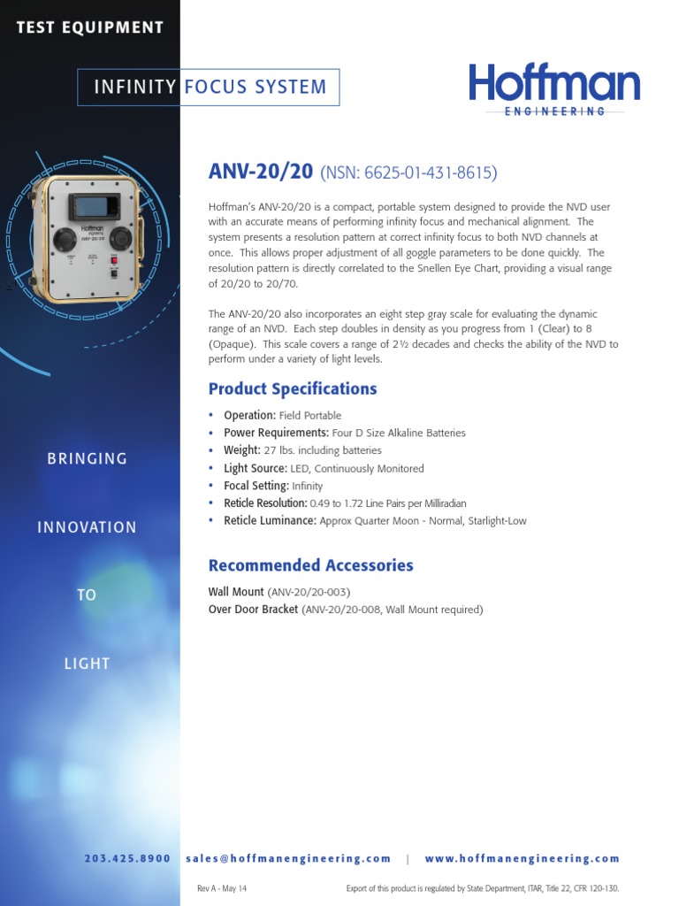 Portable Night Vision Device Test Equipment: ANV-20/20 Infinity Focus ...