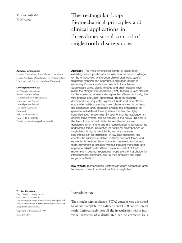 The Rectangular Loop Biomechanical Principles and Clinical Applications ...