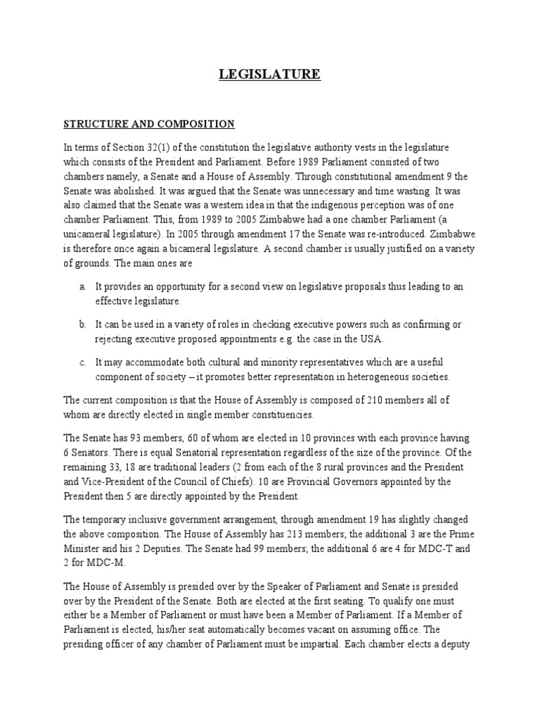 Legislature: Structure and Composition | PDF | Legislature | Government ...