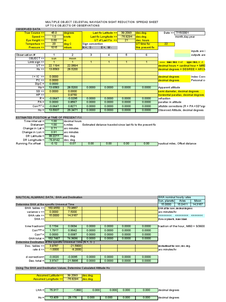 Celestial Navigation Sight Reduction Tool | PDF | Minute And Second Of Arc | Navigation