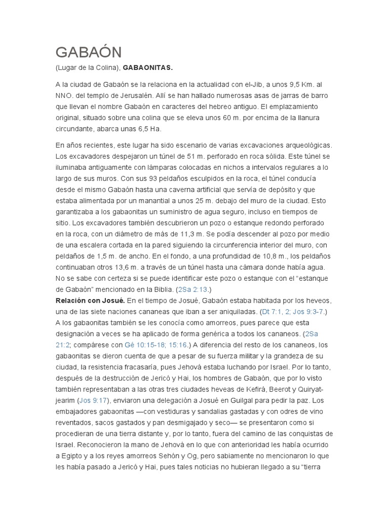 Gabaón - Historia | PDF | David | Contenido bíblico