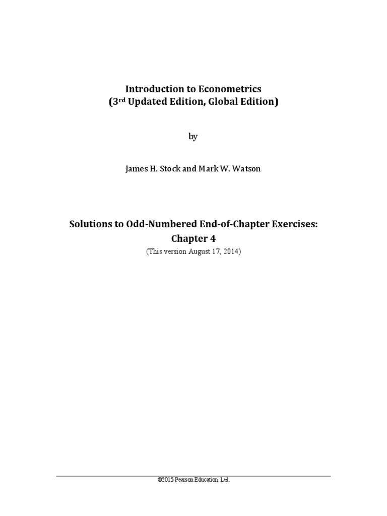 Introduction To Econometrics (3 Updated Edition, Global Edition) | PDF | Errors And Residuals ...