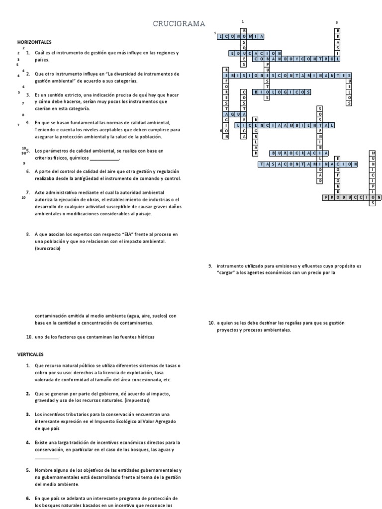 Crucigrama | PDF | Entorno natural | Naturaleza