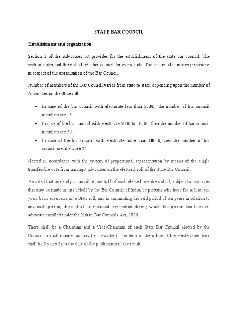 State Bar Council Establishment and Organization | PDF