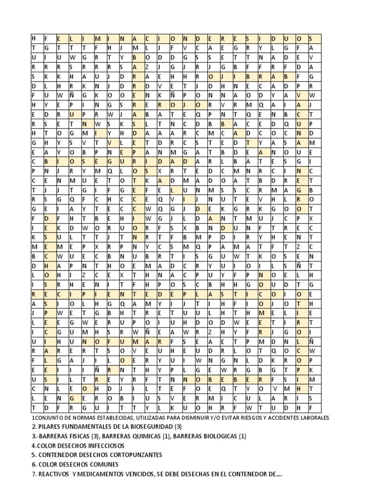 Sopa de Letras Bioseguridad | PDF | Bienestar | Medicina