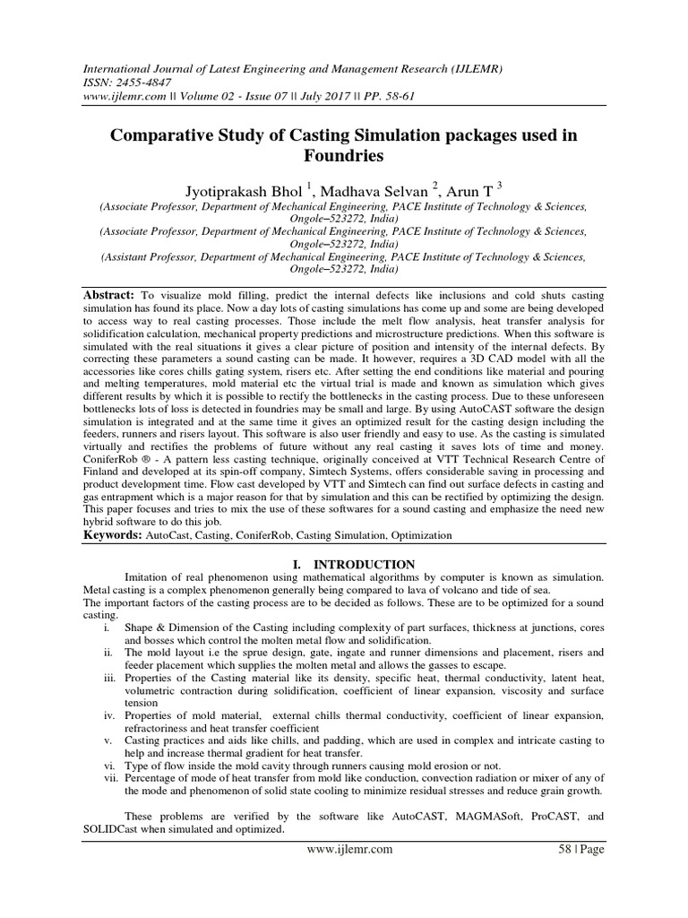 Comparative Study of Casting Simulation Packages Used in Foundries | PDF | Casting (Metalworking ...
