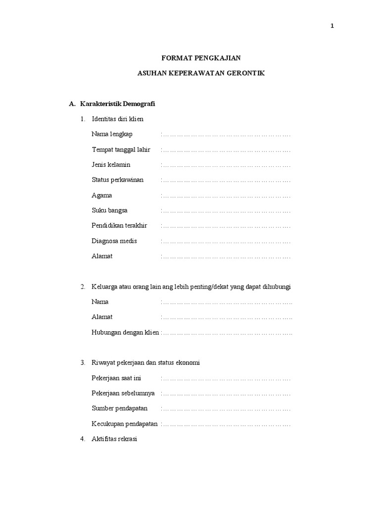 Format Askep Gerontik | PDF | Kesehatan Holistik