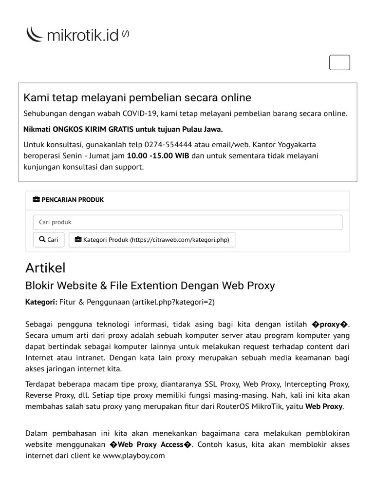 Mikrotik - ID - Blokir Website & File Extention Dengan Web Proxy PDF ...