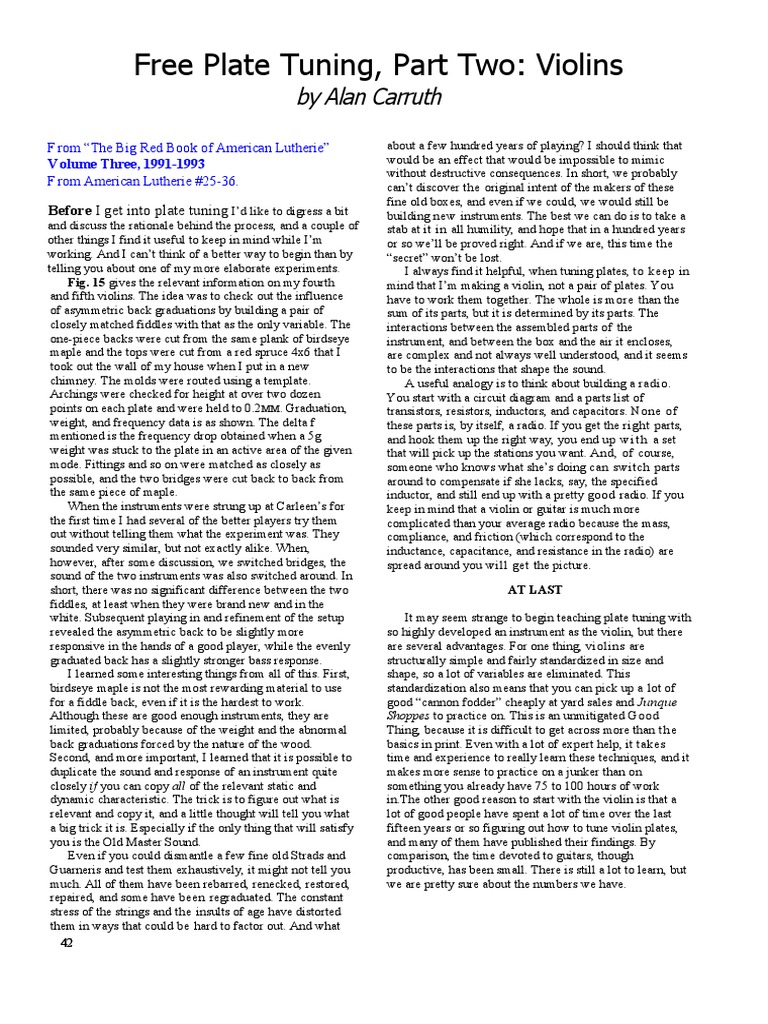 Carruth 2 - Violin Plate Tuning - Searchable PDF | PDF | Loudspeaker ...