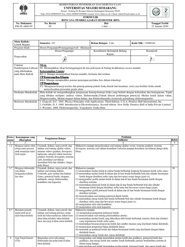 RPS Listrik Magnet UNNES | PDF