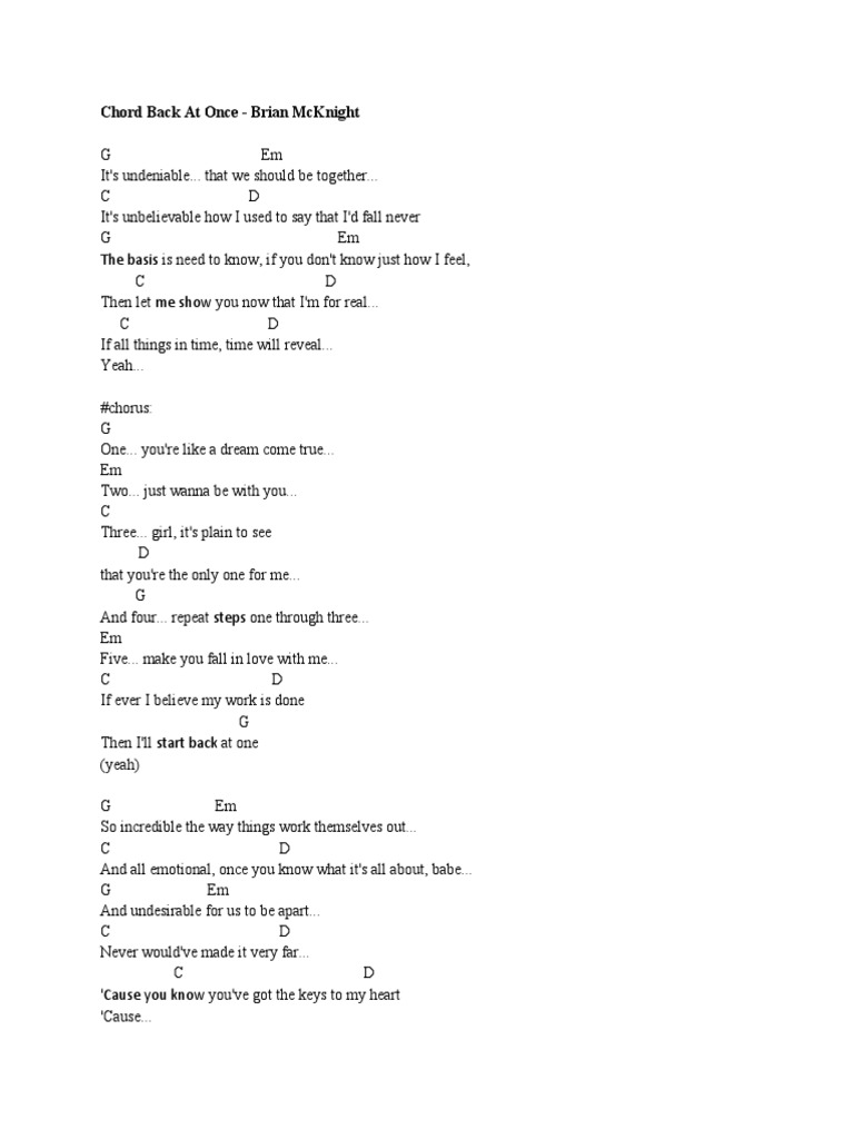Chord Back at One - Brian MC Knight | PDF | Musical Forms | Songs