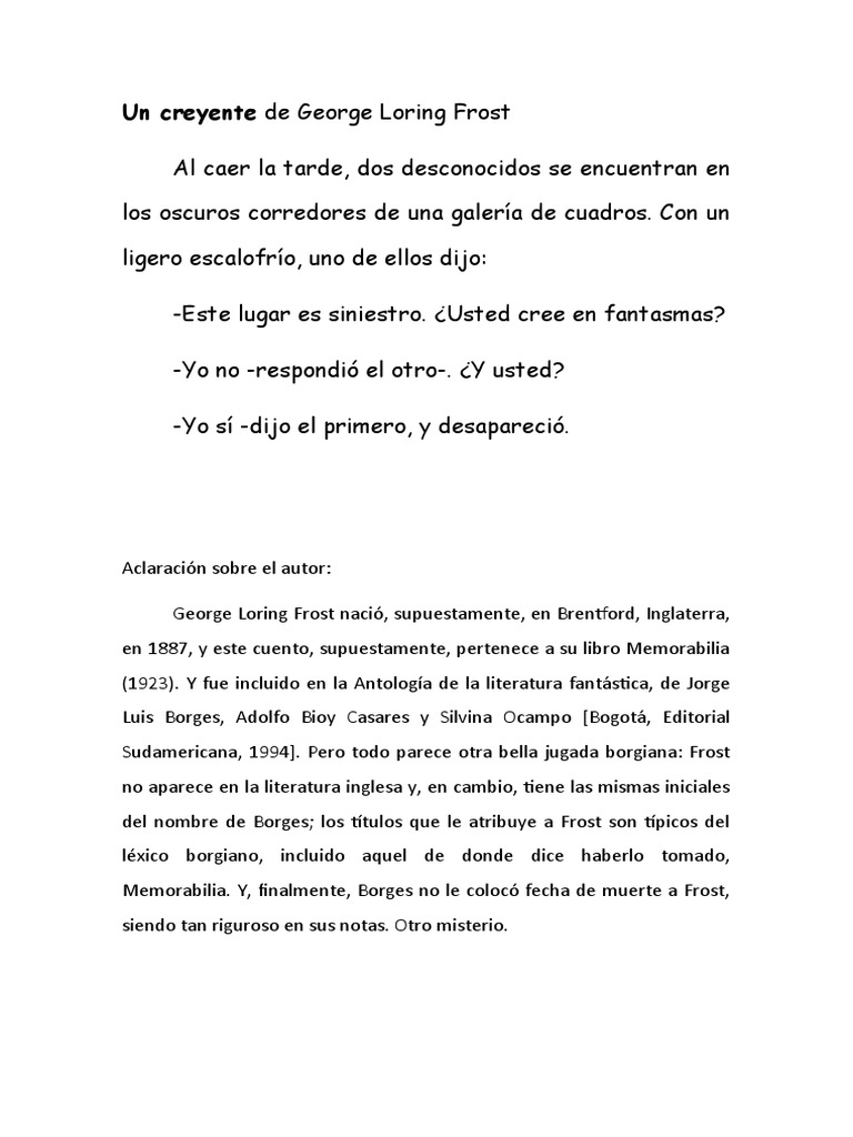 Un Creyente de George Loring Frost | PDF