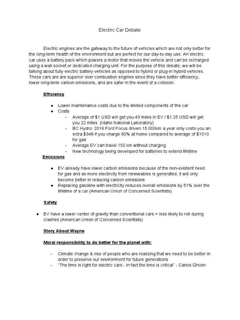Electric Vehicle Debate Insights | PDF | Electric Vehicle | Electric Car