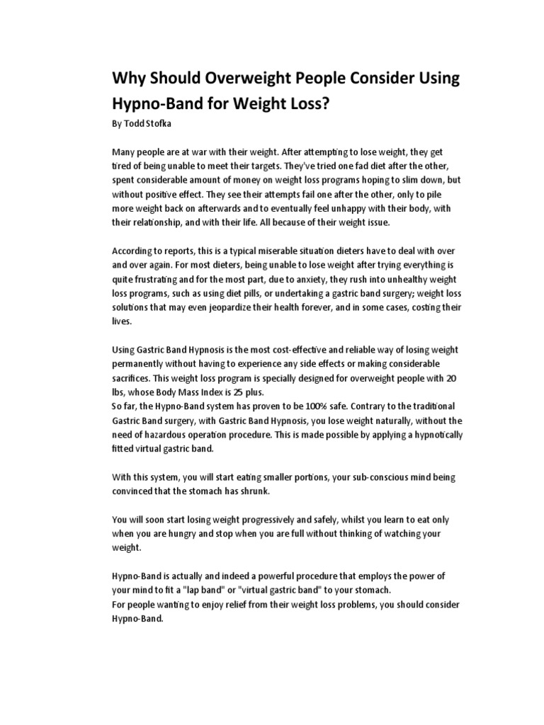 Why Should Overweight People Consider Using Hypno 12-10b | PDF | Weight ...