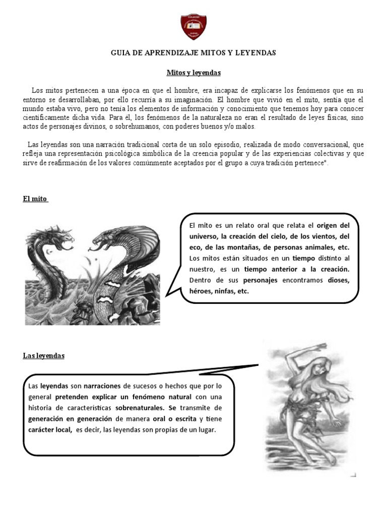 Guia de Aprendizaje Mitos y Leyendas | PDF | Leyendas | Mitos de la ...