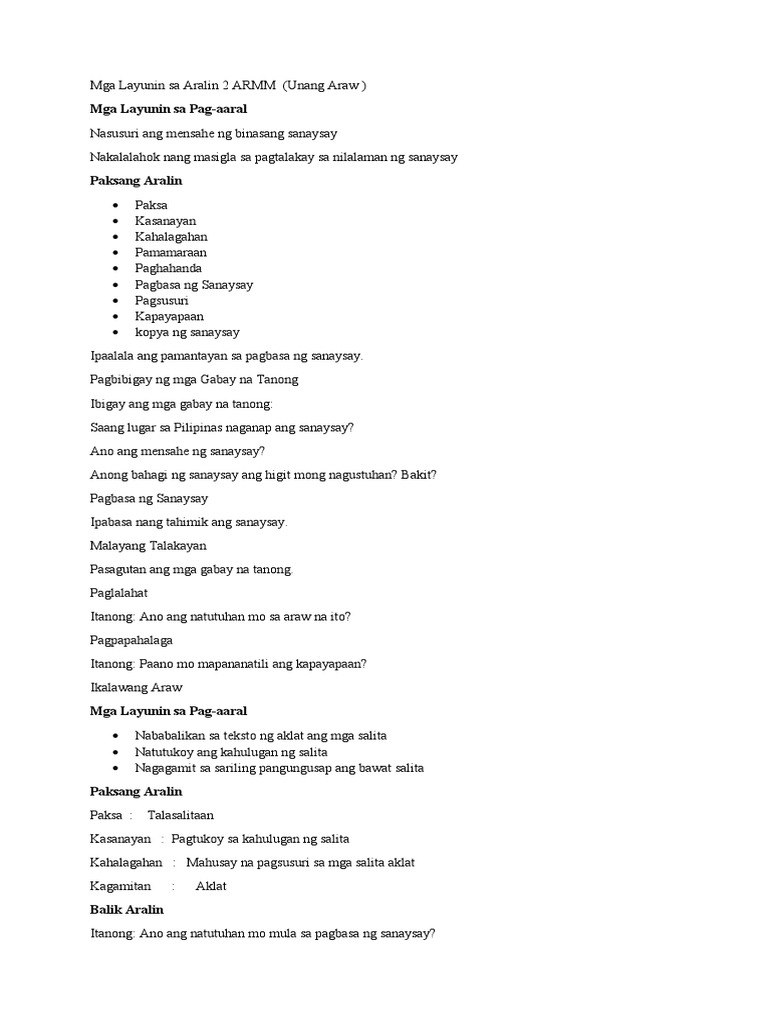 ARMM Lesson Plan | PDF