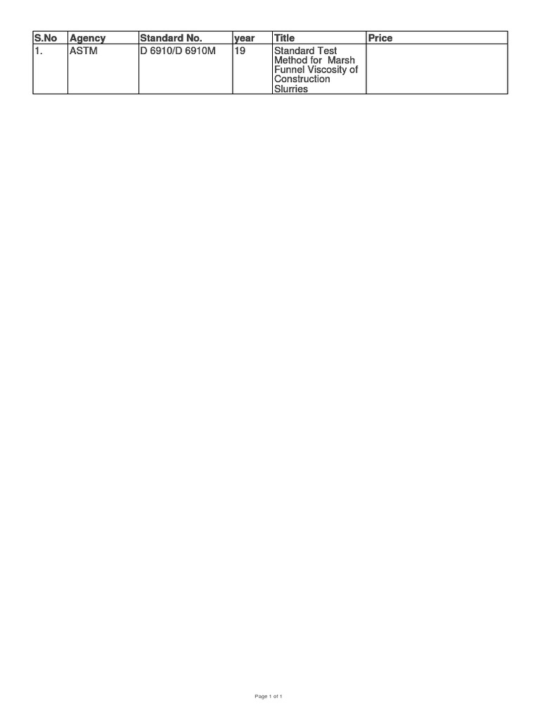 ASTM D 6910 Marsh Funnel Viscosity | PDF