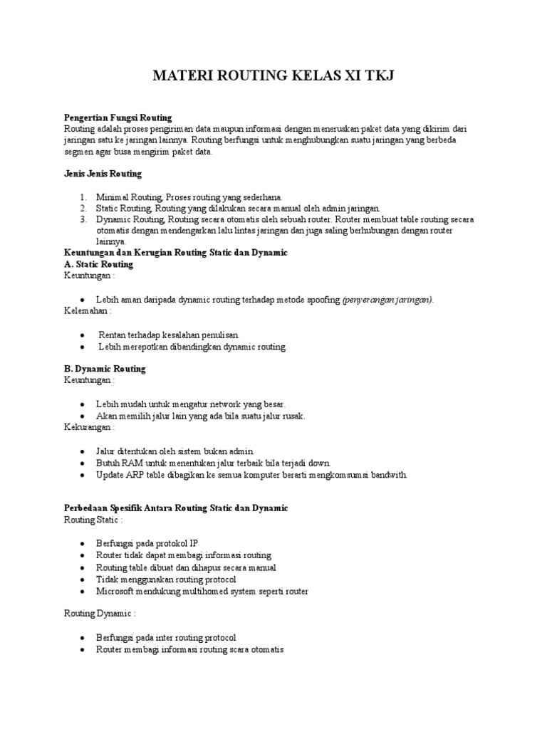 Materi Routing Kelas Xi TKJ | PDF